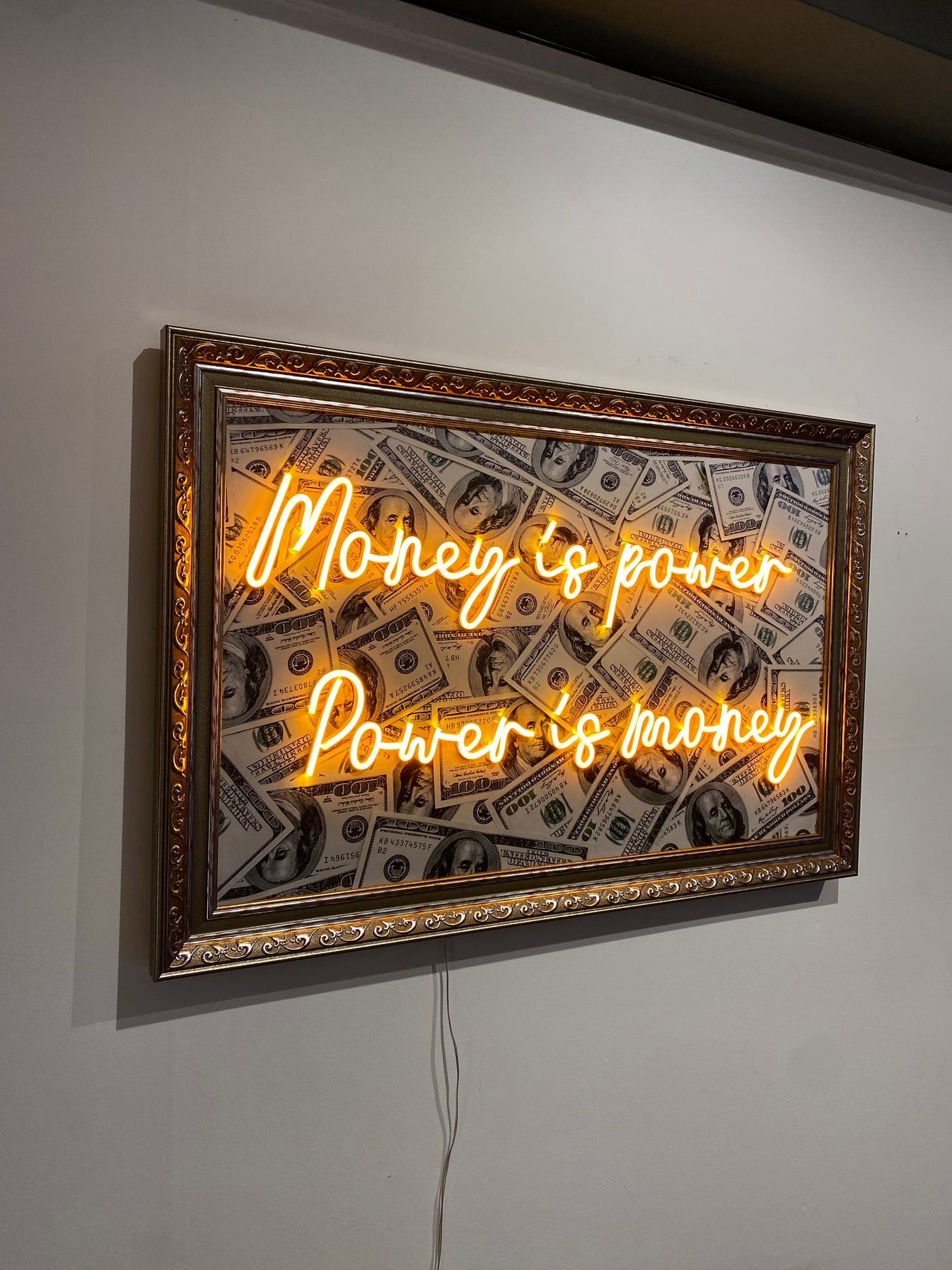 Neon Wall Art – “Money is Power, Power is Money” (Luxury Statement Edi ...
